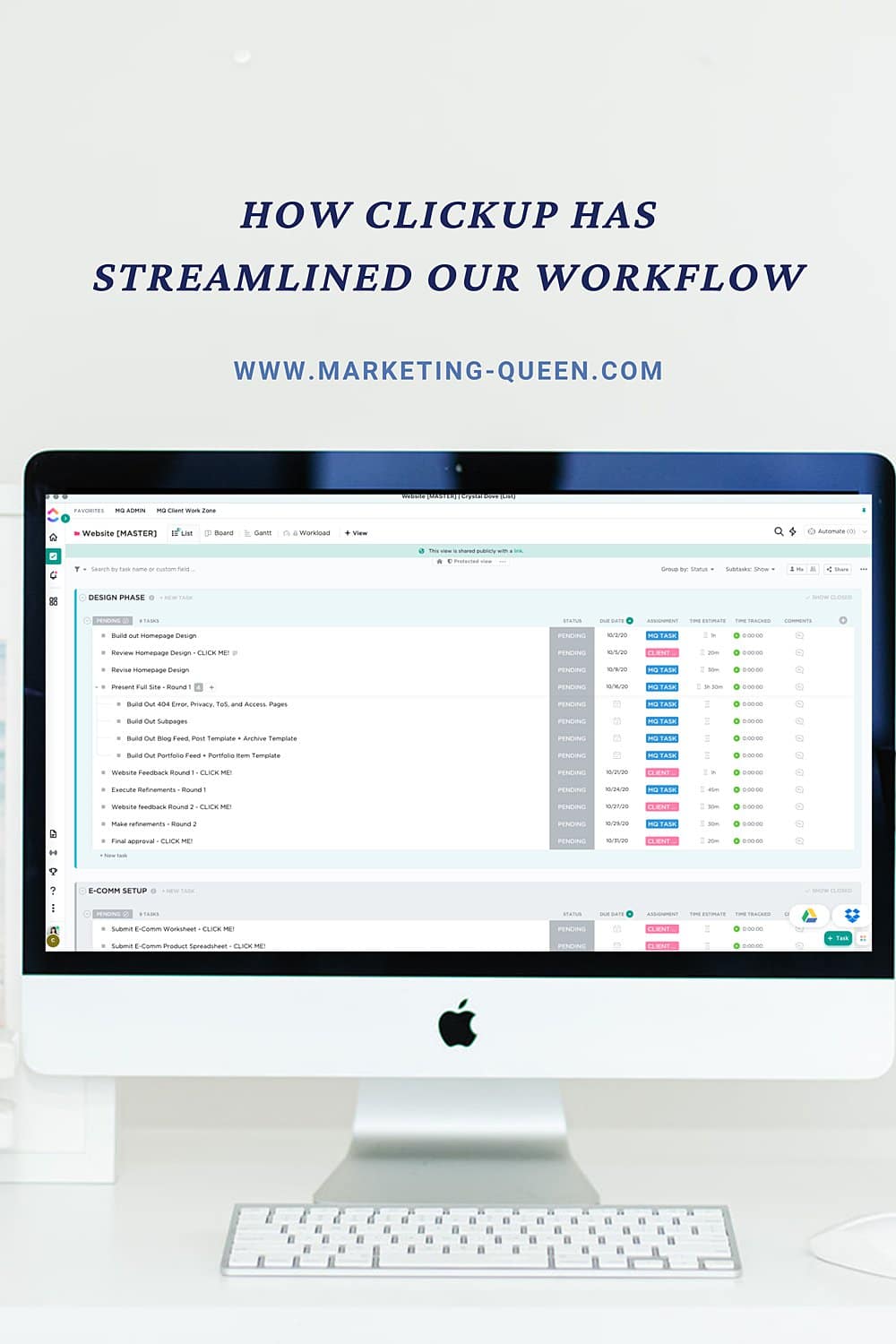 Using ClickUp to Streamline Tasks and Projects | Marketing Queen